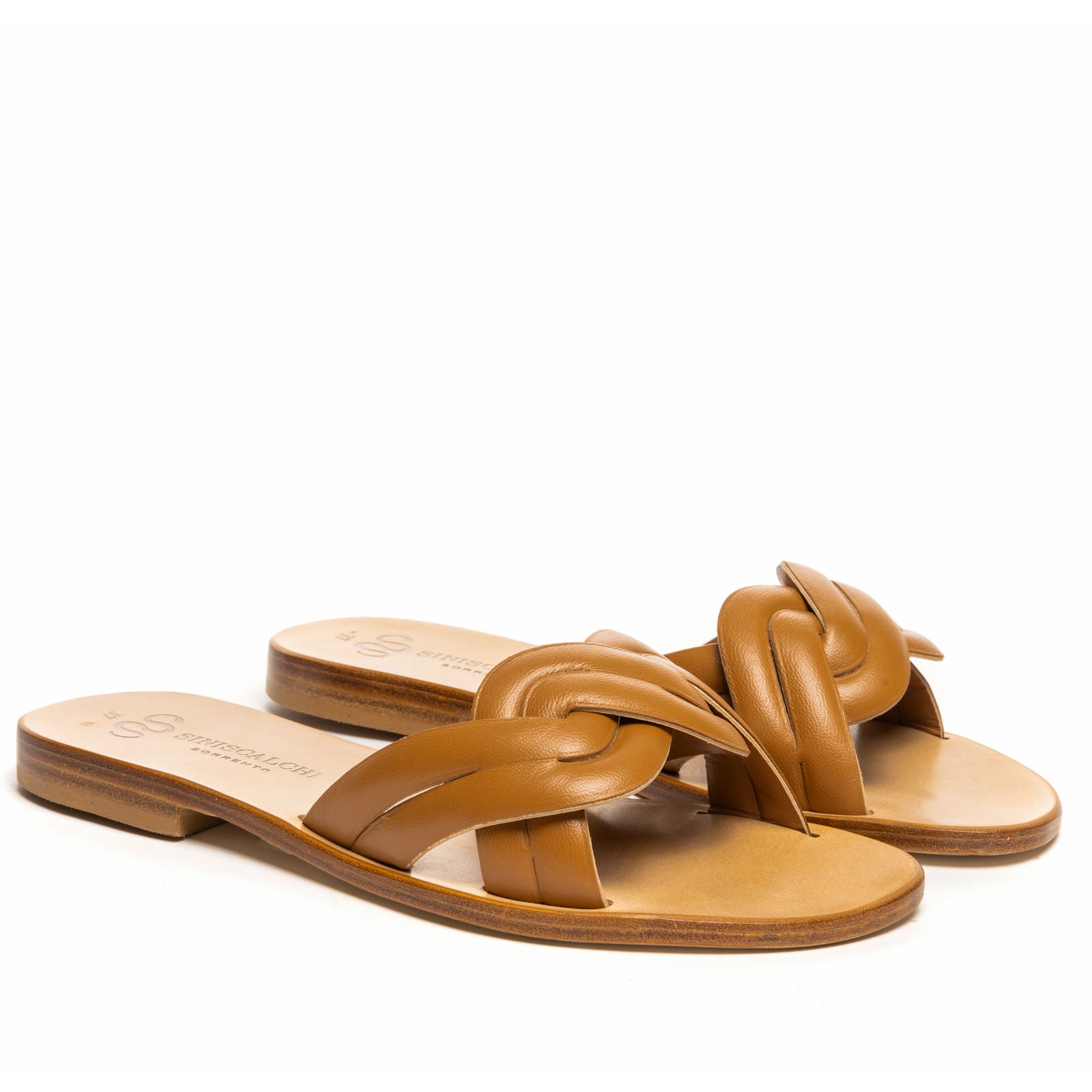 Capri sandals without thongs, hand-made by real Italian leather - Mod. H